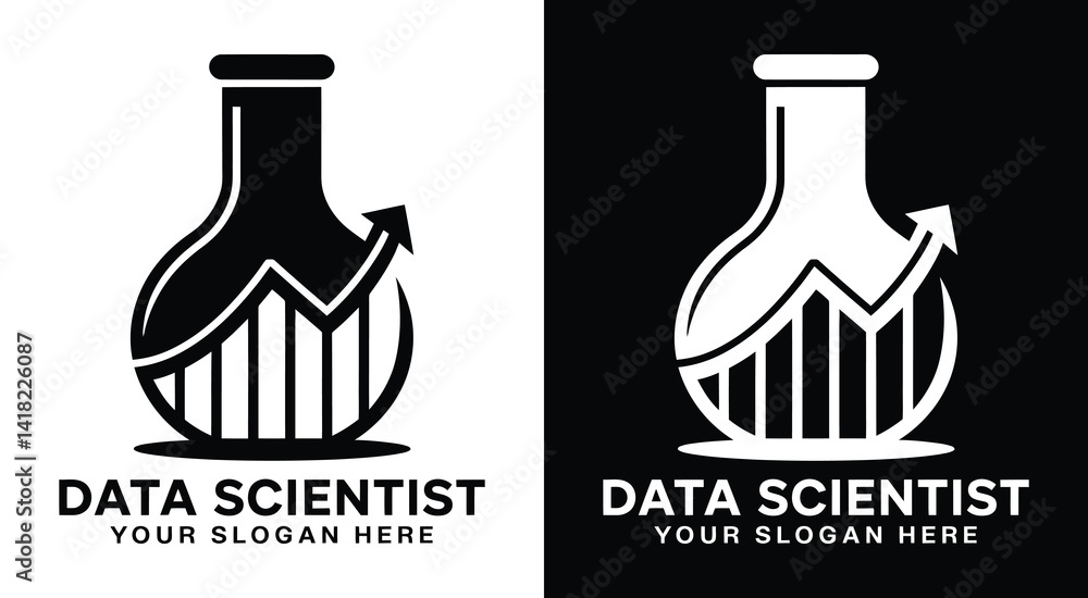Scientific flask and chart logo for data scientists and analysts ...