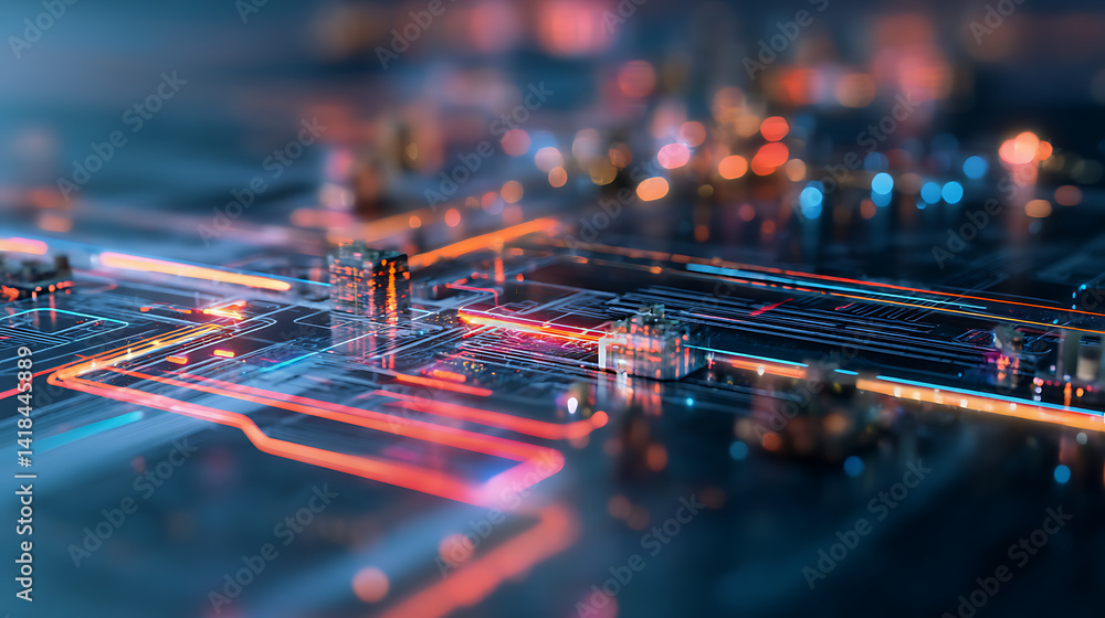 Quantum Neural Networks Hyper-Connected AI Infrastructure Visualization with Luminescent Circuit ...