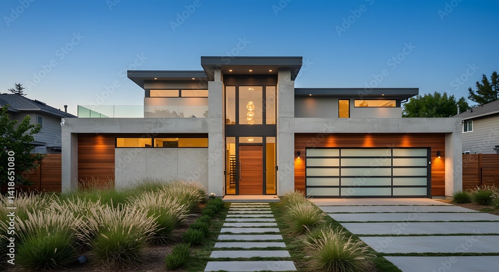 flat roof and large windows, this modern single family home combines ...