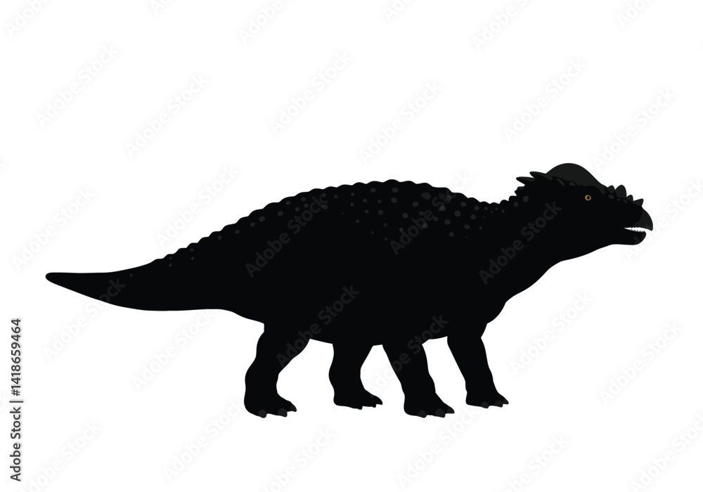 Pachycephalosaurus silhouette. This image shows a black silhouette of a ...
