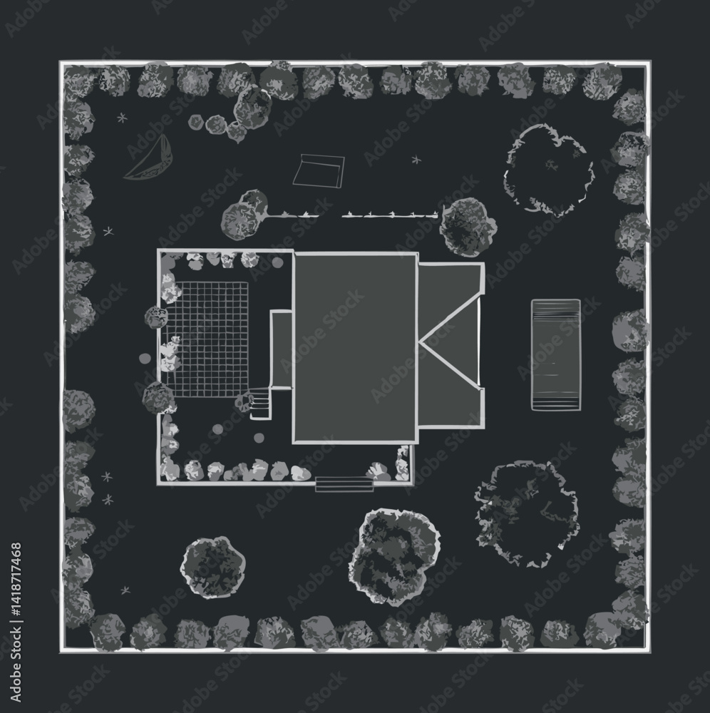 Стоковое векторное изображение «17.epsTop view illustrated layout of a ...