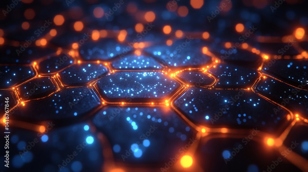 Cyber-themed digital art in blue featuring intersecting circuit ...