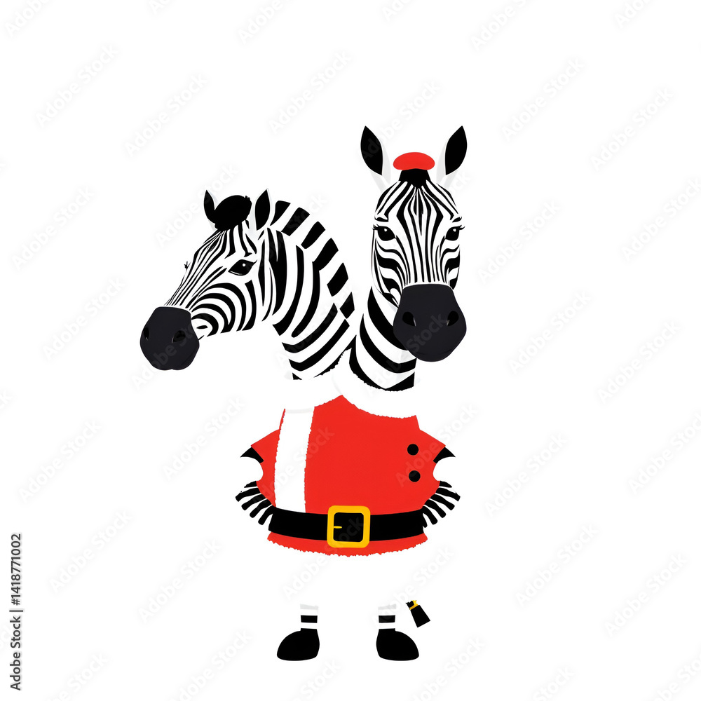 Zebra wear Santa Claus costumes shrugging a minimalist vector graphic ...