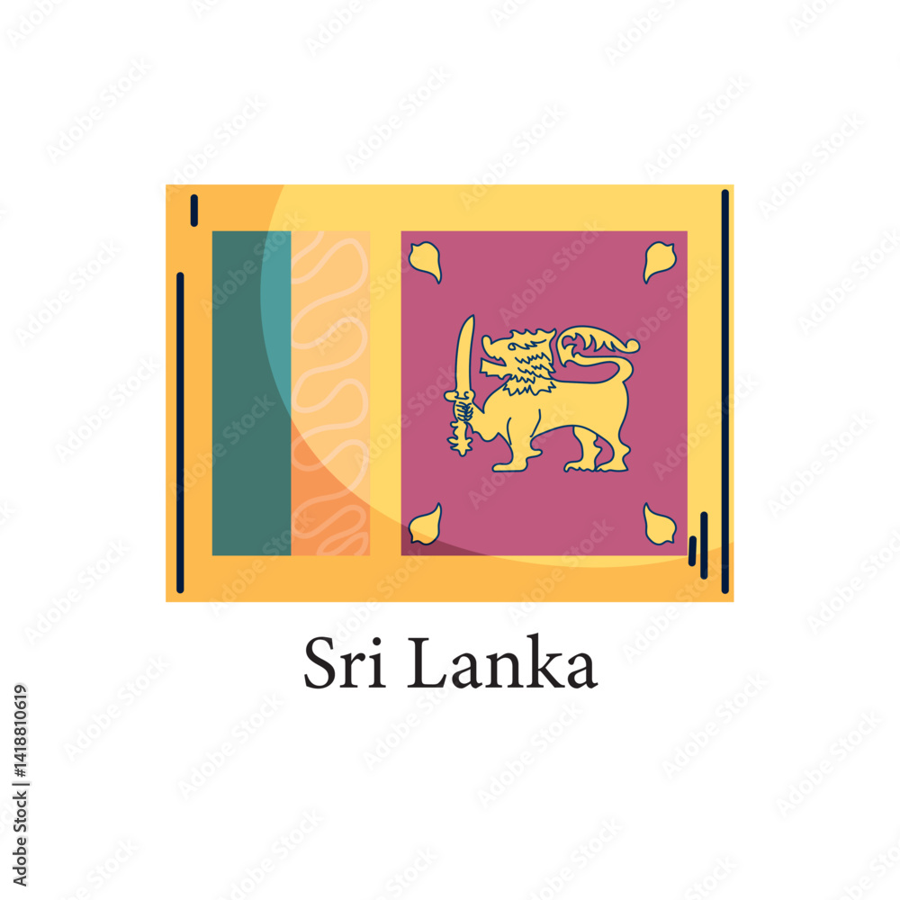 Vector Illustration of the National Flag of Sri Lanka Featuring a ...
