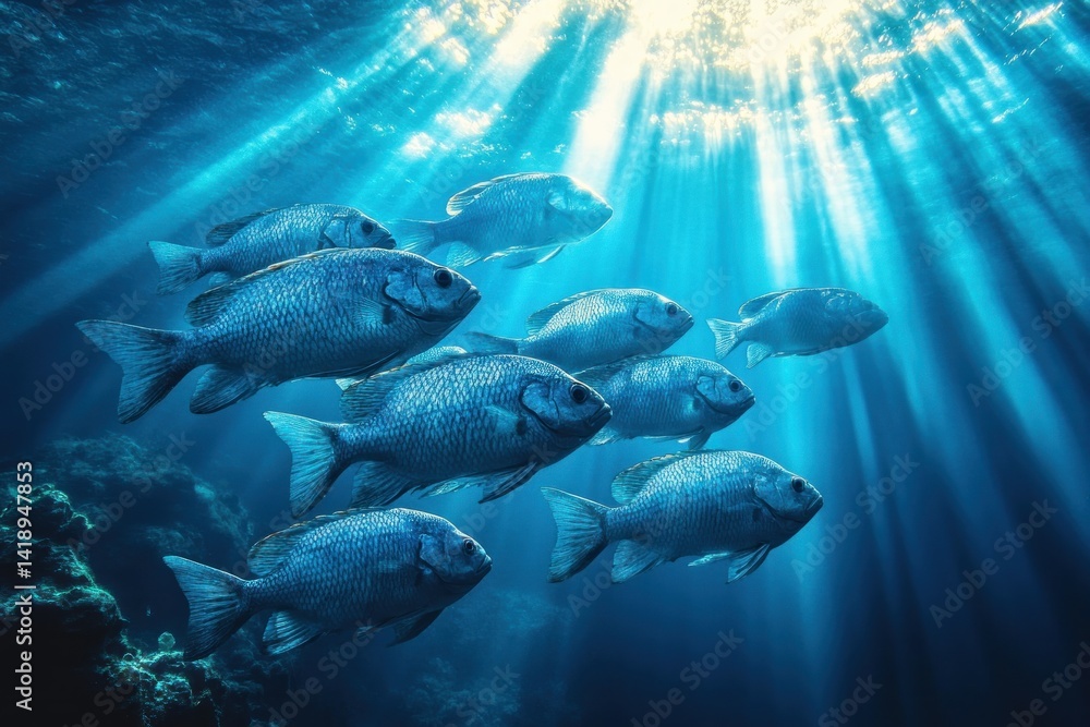 Nile tilapia fish swimming in a calm underwater ocean scene Stock Photo ...