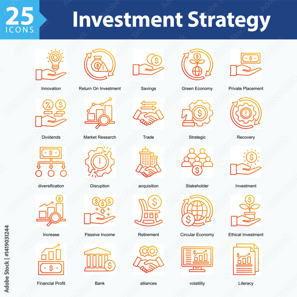 Investment Strategy is a collection of icons in sheet format ...