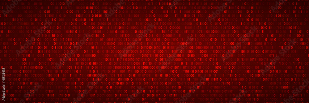 Vector streaming binary code red background. Data and technology ...