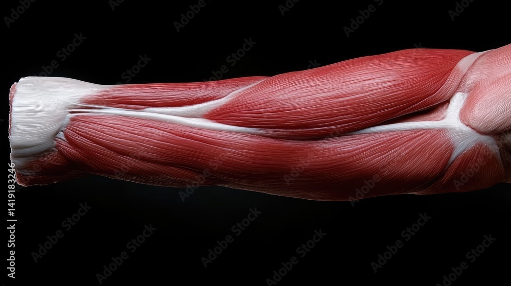 Ilustrace Detailed anatomical model of the arm's musculature. Reveals ...