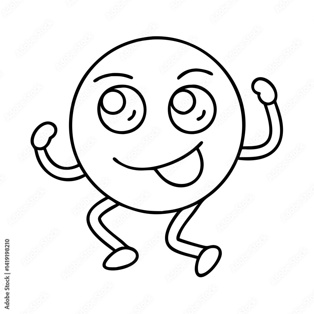 dancing emoji icon, dancing emoji line art - simple line art of dancing ...