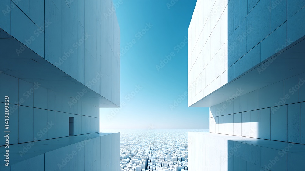 Hyper-modern skyline with AI-generated smart districts, digital flow ...