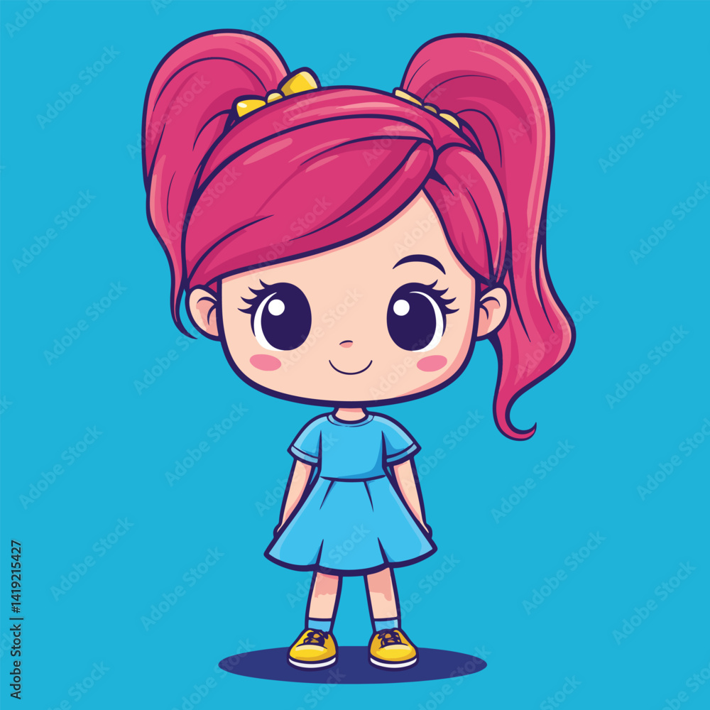 cute Actress girl mascot pfp cartoon no details solid background bright ...