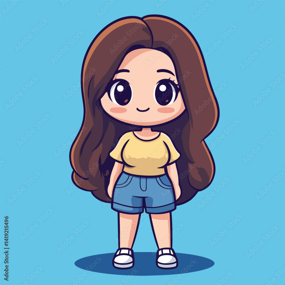 cute Actress girl mascot pfp cartoon no details solid background bright ...