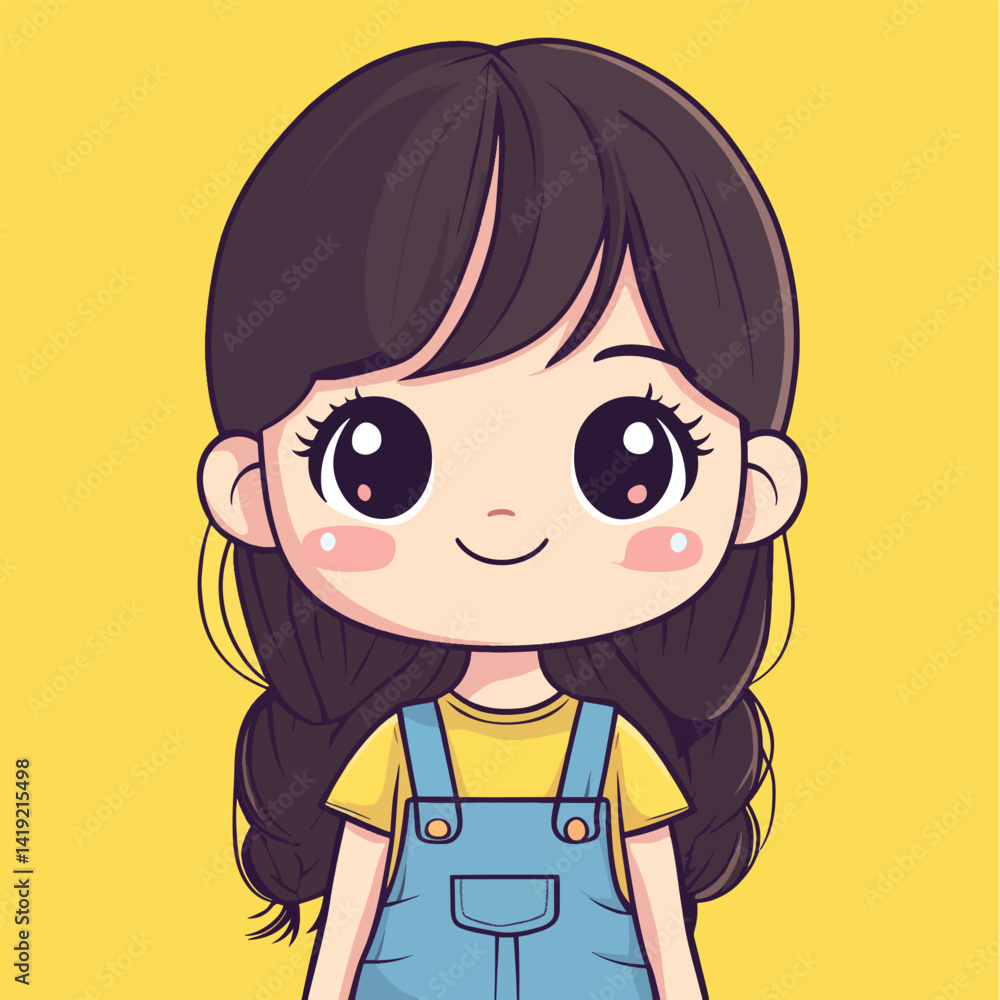 cute Actress girl mascot pfp cartoon no details solid background bright ...