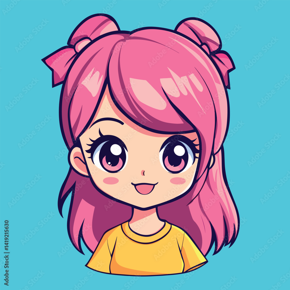 cute Actress girl mascot pfp cartoon no details solid background bright ...