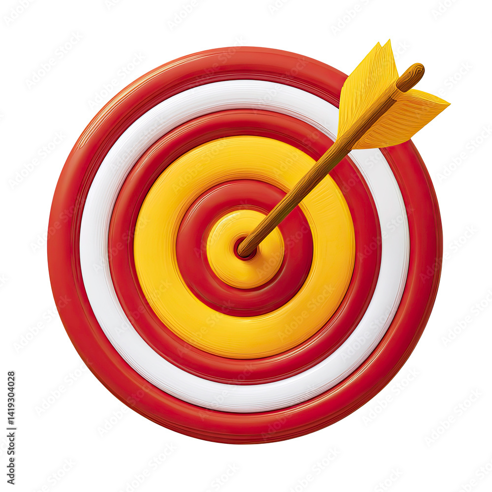 Colorful Target with Arrow Hitting the Bullseye on transparent ...