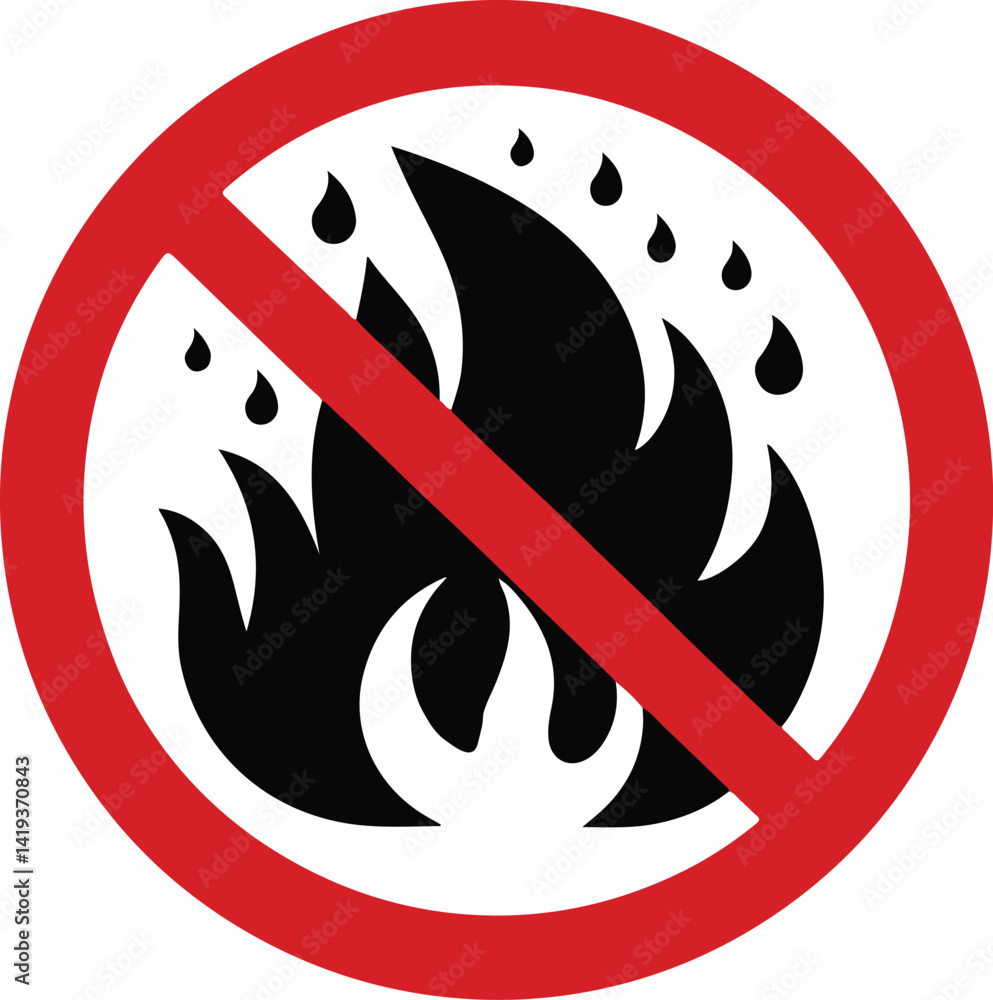 No Fire Zone: A bold red prohibition sign prominently displays the ...