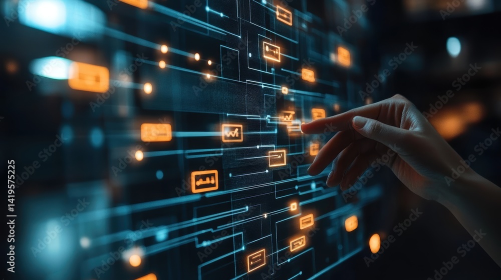 Business hierarchy structure. Business process and workflow automation with flowchart. Stock ...