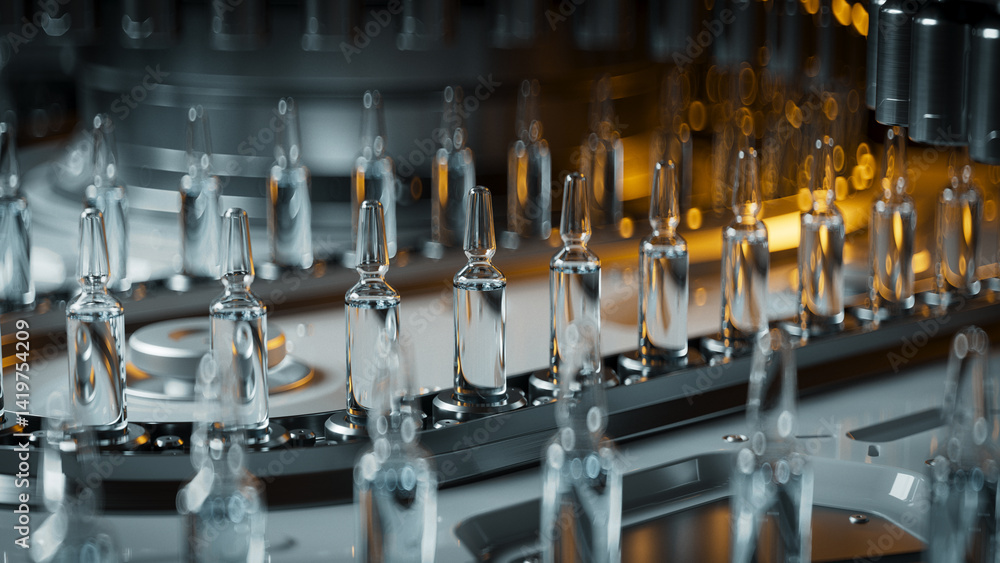High-Tech Pharmaceutical Manufacturing Line in Operation Stock ...