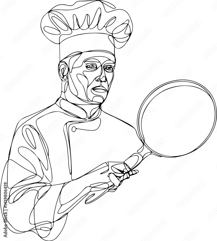 Chef Portrait One Line Drawing | Minimalist Vector Silhouette ...