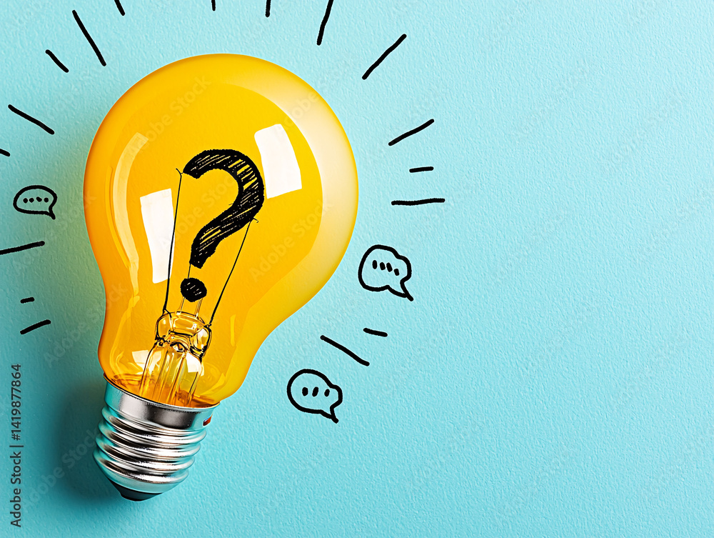 Question Mark Lightbulb Symbolizing Idea Generation and Problem Solving in Business and Life ...