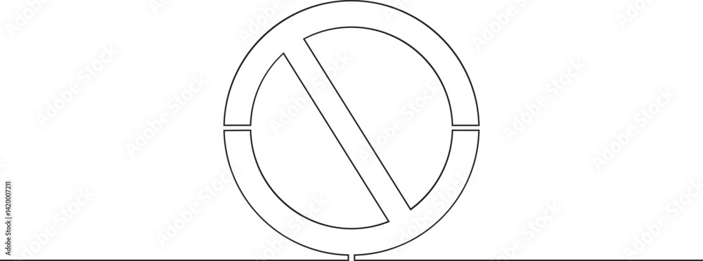 Prohibition sign in one line drawing, Continuous line drawing of stop ...