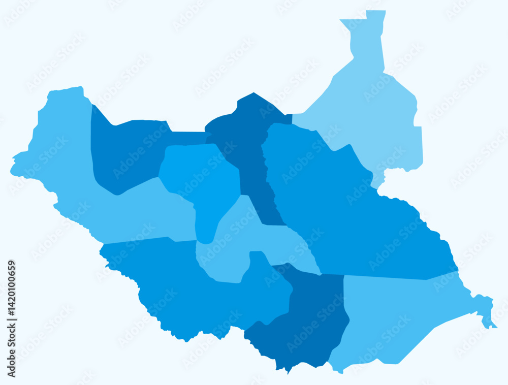 Map of South Sudan with regions. Just a simple country border map with ...