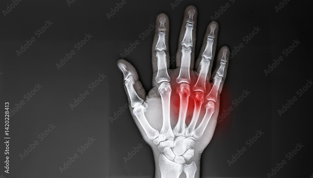 X-ray with signs of redness in the wrist bones Stock Photo | Adobe Stock