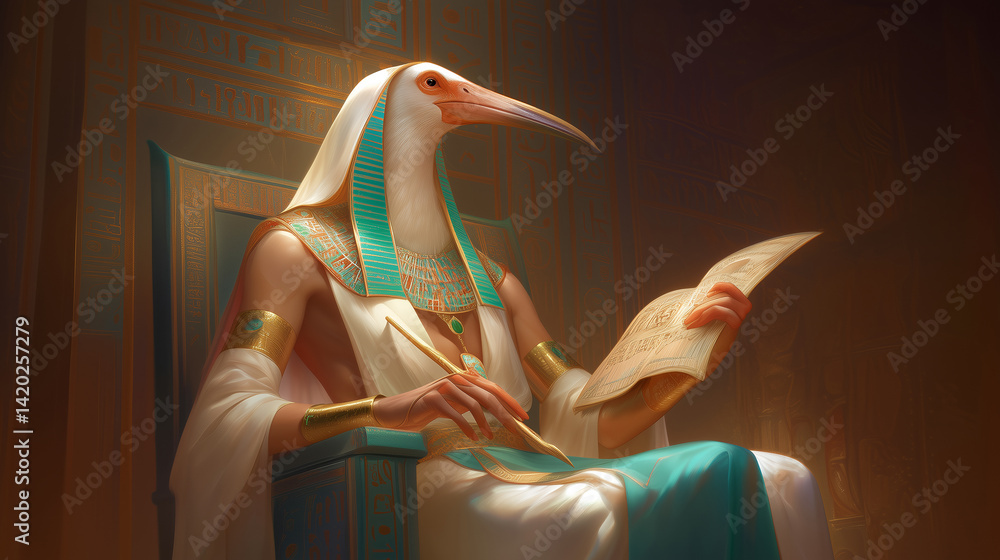 Ilustración de Stock Thoth, ancient Egyptian ibis-headed god of ...