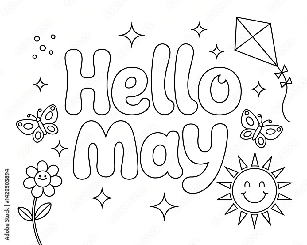 Ilustración de Stock "Hello May Coloring Page – Fun Spring Printable ...