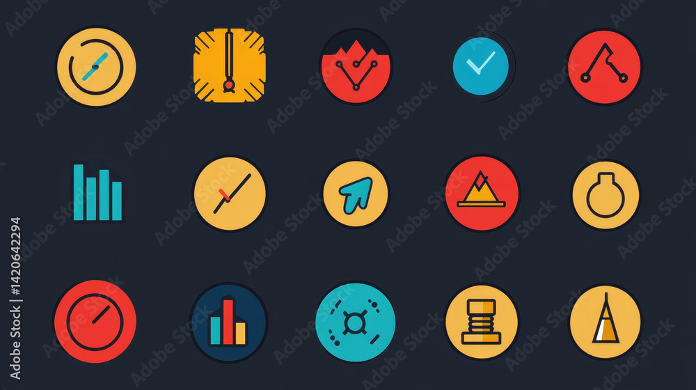 A set of reliability management icons including symbols for ...
