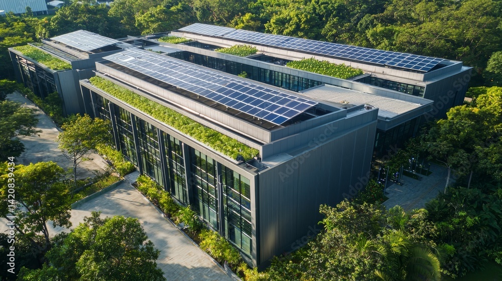 modern data center facility, highlighting its impressive size, sleek ...
