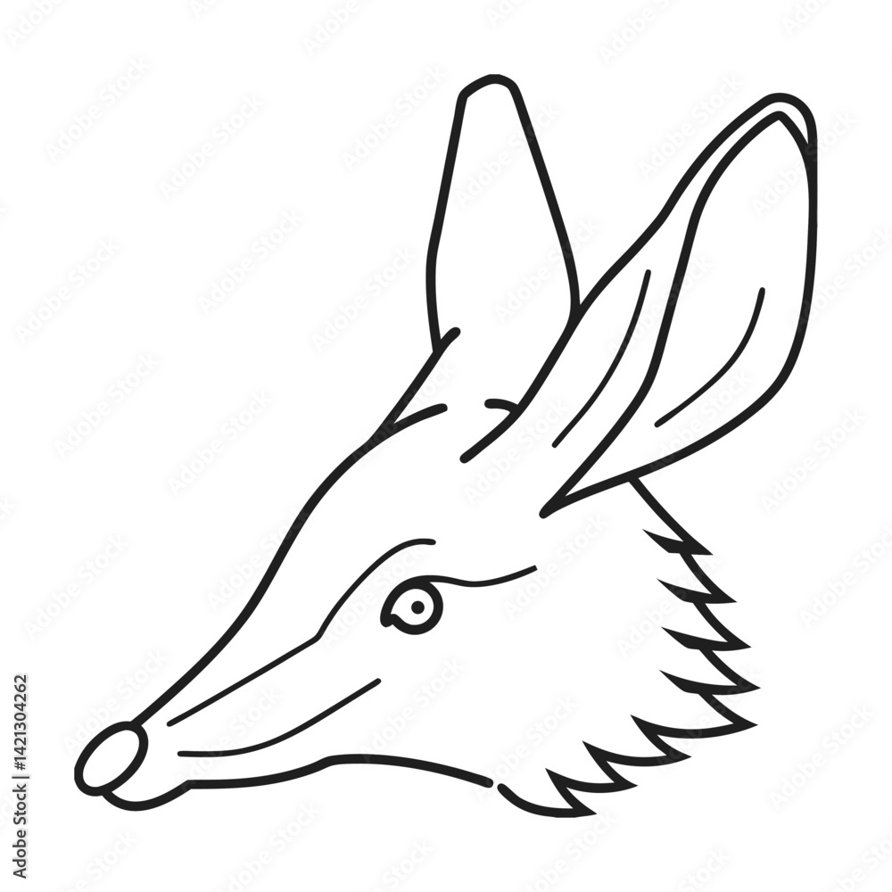 Black and white vector illustration of a bilby head profile with ...