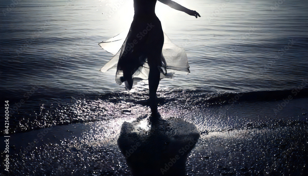 Beach Wave Shadow Drawing : Silhouette woman.Dancing Silhouette Art ...