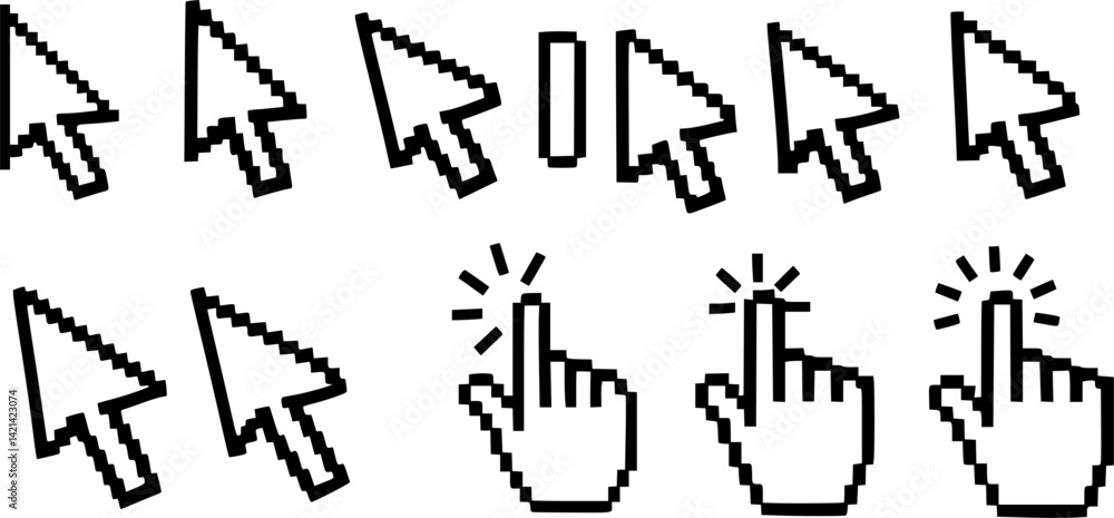 Pixel mouse cursor icon set Clipart image isolated on white background. Stock Vector | Adobe Stock