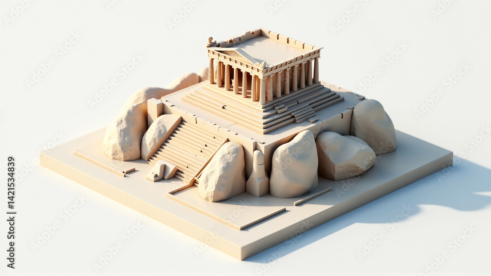 Ilustración de Stock Detailed Isometric Diorama of Athens Acropolis ...