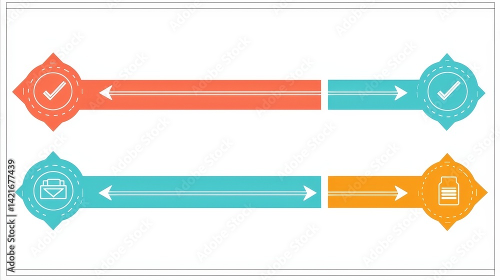 Process Flow Chart with Icons Checkmark, Mail and Storage ,flowchart ...