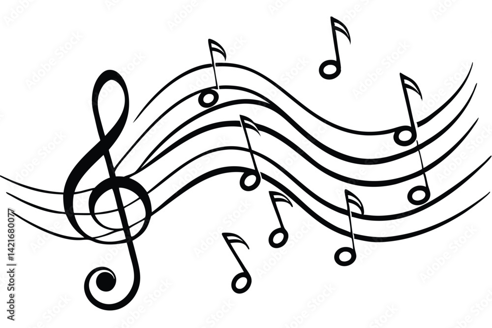 Musical notes stave, line pattern. symbols or icon for staff and music ...