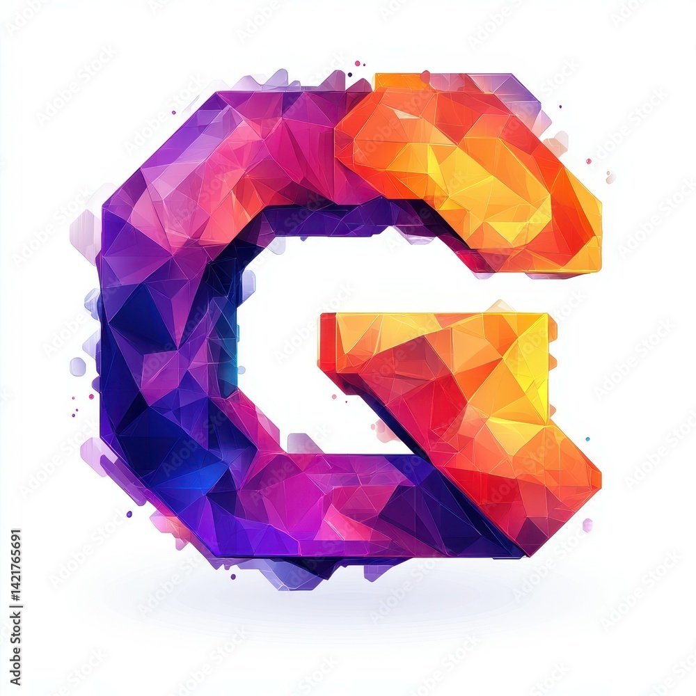 Colorful geometric letter G made from vibrant triangle shapes ...