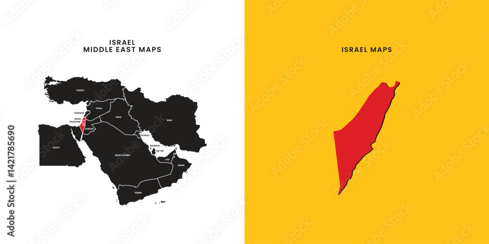 Map of Israel. Map of Israel in detail. Map of Israel with red marks on ...