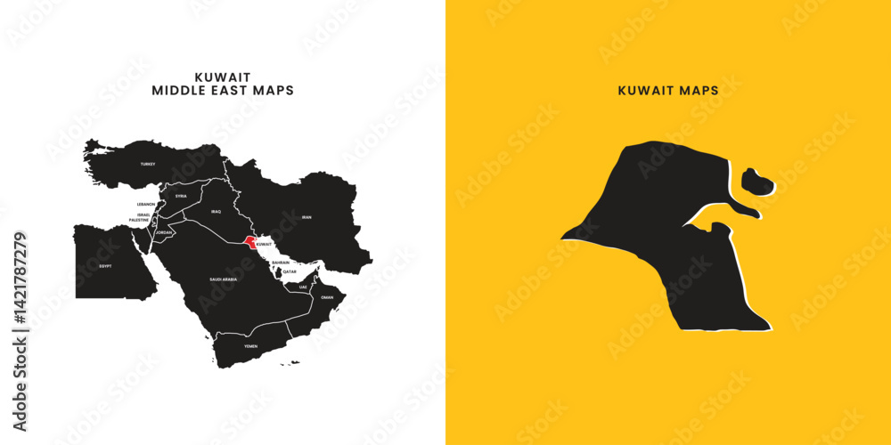 Map of Kuwait. Map of Kuwait in detail. Map of Kuwait with red marks on ...