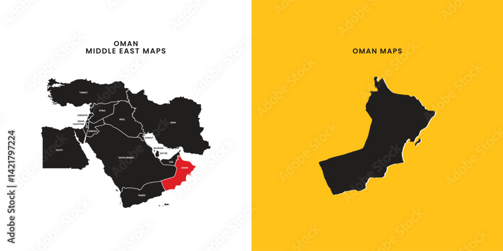 Map of Oman. Map of Oman in detail. Map of Oman with red marks on ...