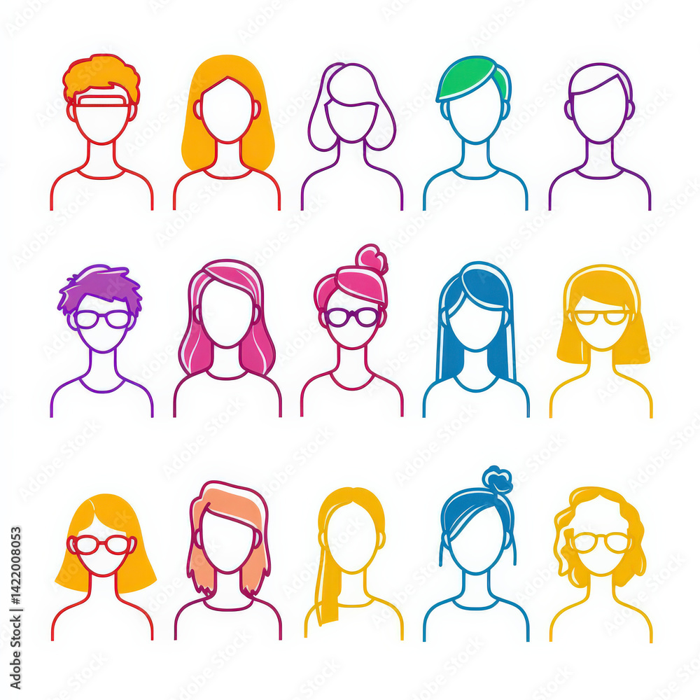 Minimal avatar icon set of diverse people for UI and profile design ...