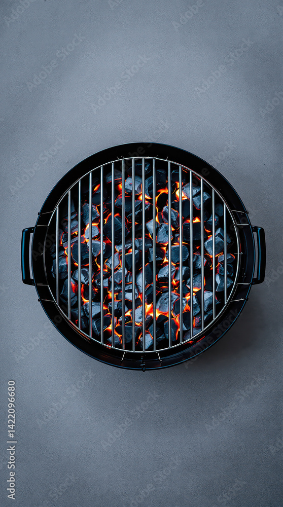 glowing embers in a round charcoal grill ready for cooking Stock Photo ...