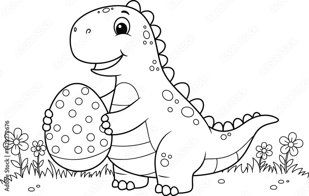 easter dinosaur coloring page. ready to print on standard inch paper ...