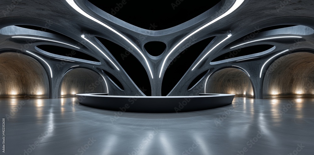 Full 360-degree equirectangular panorama hdri of a dark industrial ...