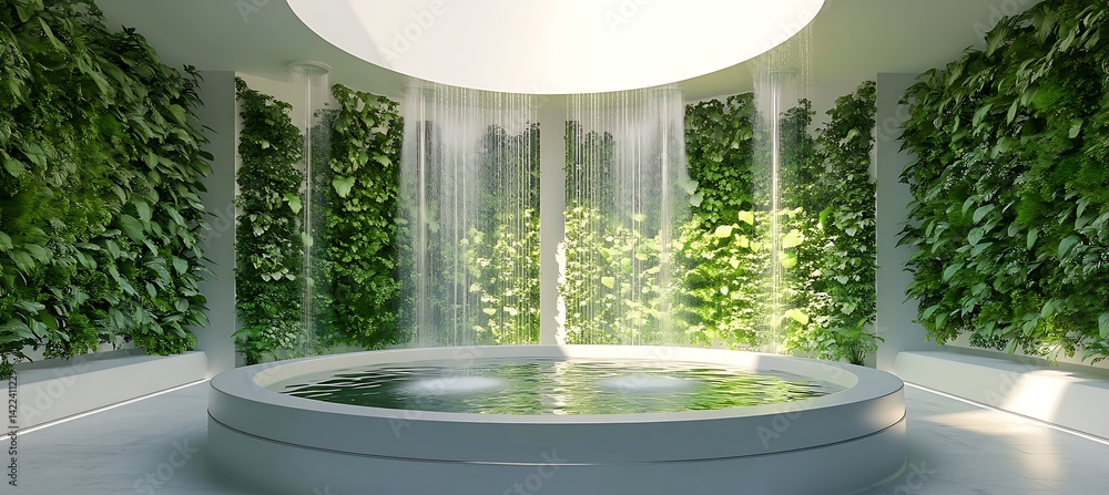 Circular Water Purification Facility With Green Walls and Plants ...