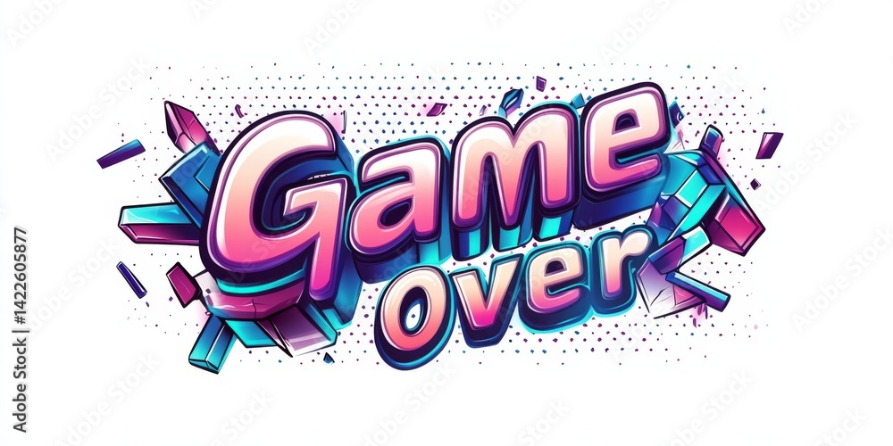 Illustration Stock Fight "Game Over" text effect in bold pixel art ...