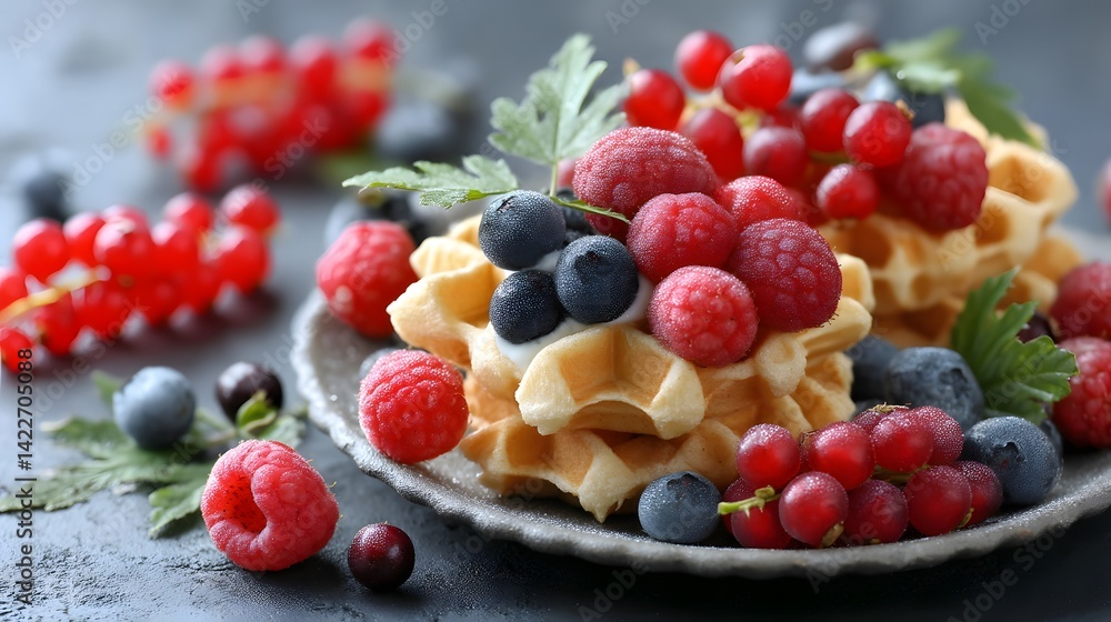 Foto de Stock Generation Alpha food menu: Protein-Packed Mini Waffles ...