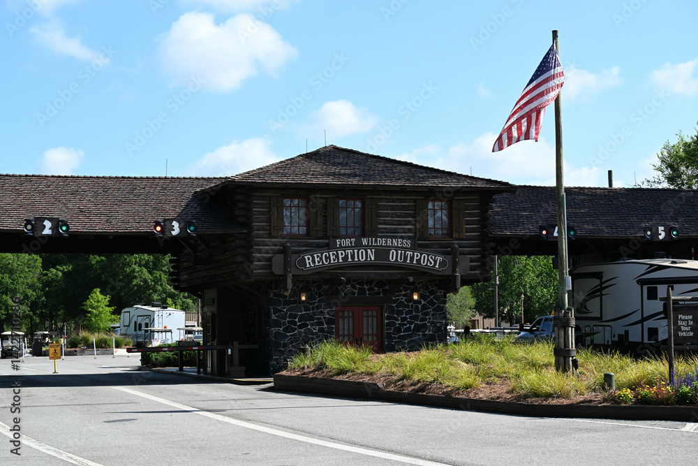 rustic entry for recreational vehicles entering Disney Fort Wilderness ...