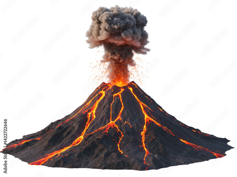 Erupting volcano model png on transparent background Stock Vector ...